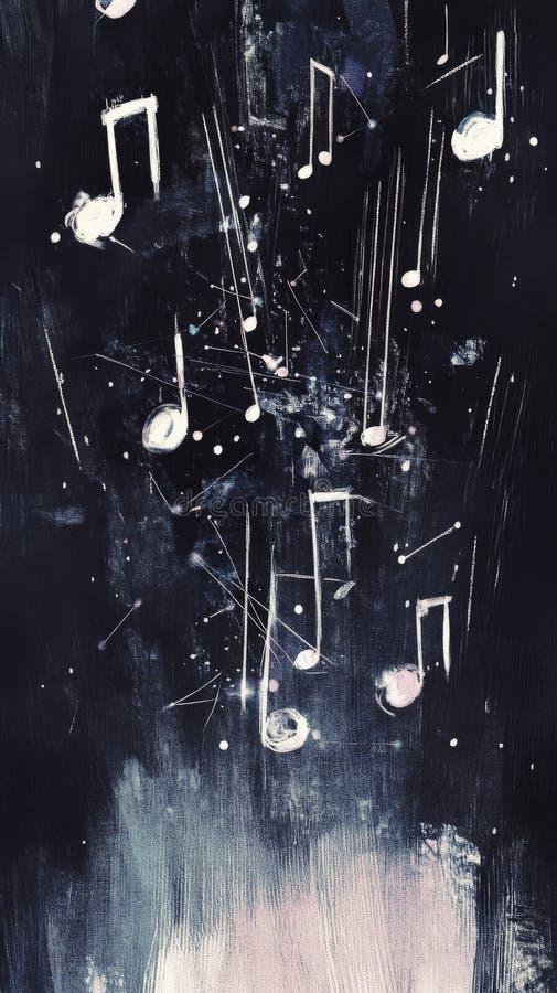 Melodic Abstraction with Cascading Musical Notes White Stock ...