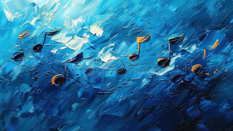Melodic Blues: a Painting of Music Notes for Music-Themed Designs Stock ...