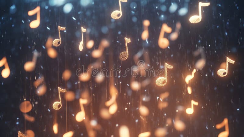 Melodic Cascade Vibrant Musical Notes Falling in a Radiant Downpour of ...