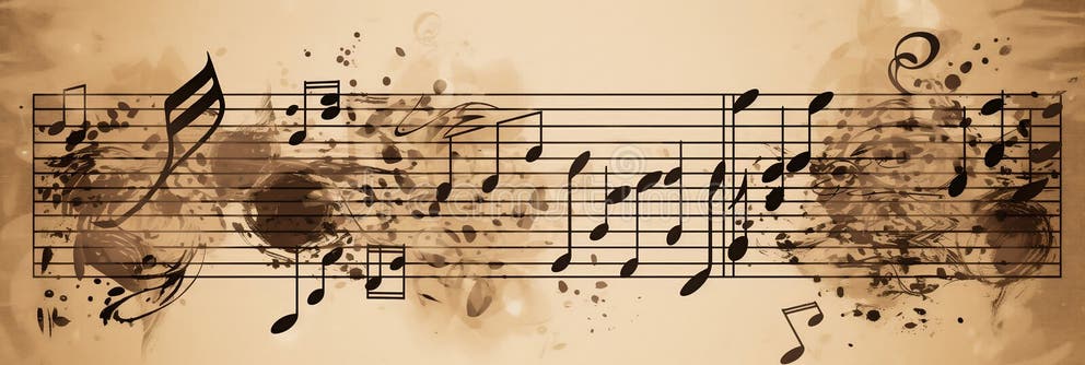Melodic Symphony Banner with Musical Notes on Abstract Background ...