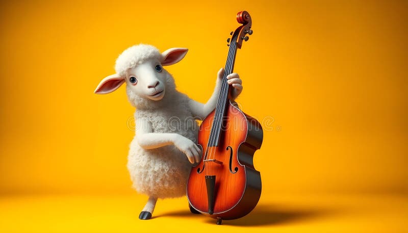 Melodic Wool: a Sheep Playing the Cello -Generative AI Stock Photo ...
