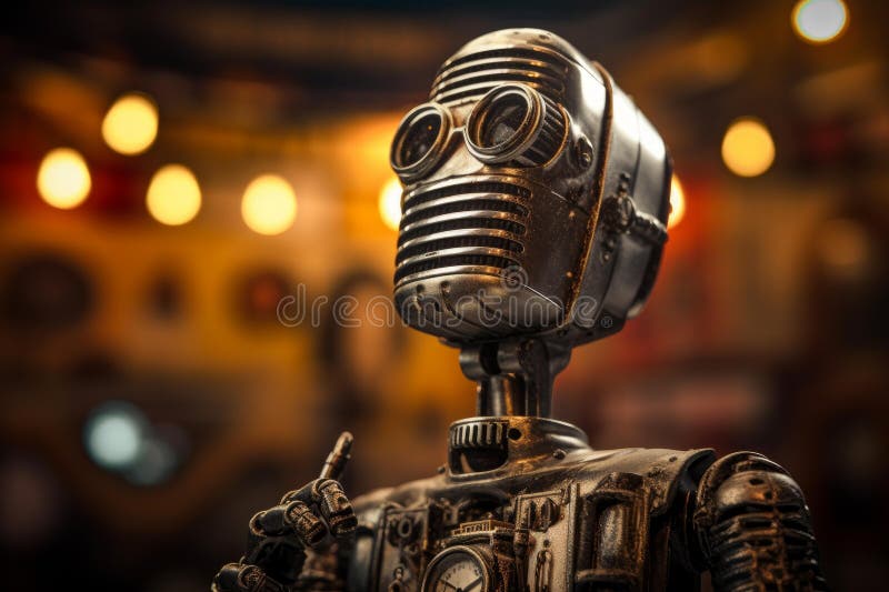 Melodious Robot Singer Microphone. Generate Ai Stock Photo - Image of ...