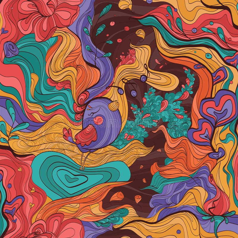 Melody of Nature Half-Drop Vector Pattern Stock Illustration ...