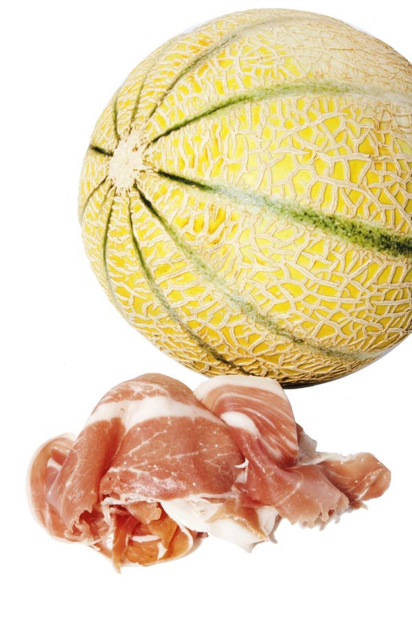 Meloen met ham stock foto. Image of catering, recept - 19851626