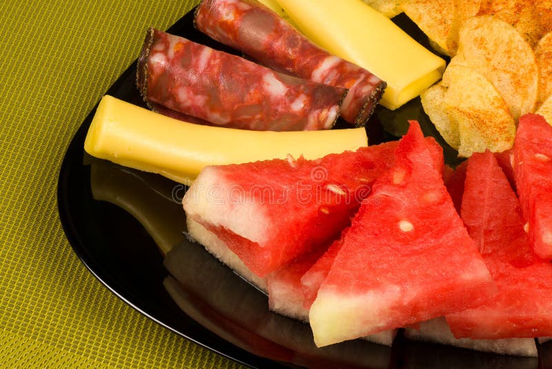 Melon with cold meat stock image. Image of fresh, meat - 25807501