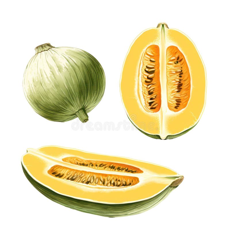 Melon Drawing on Transparent Background in PNG Format, Perfect for Use ...