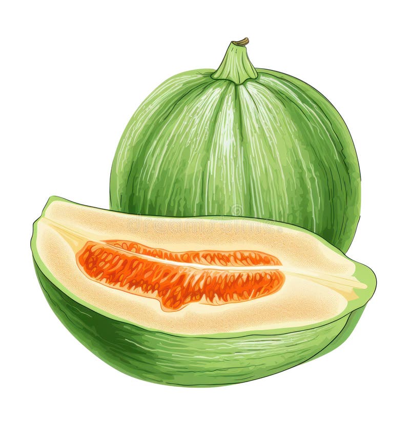 Melon Drawing on Transparent Background in PNG Format, Perfect for Use ...