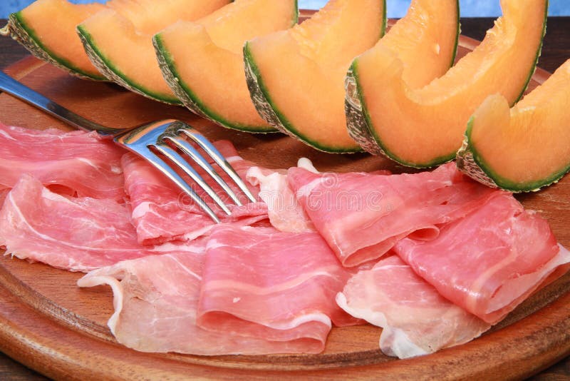 Ham with melon stock photo. Image of appetizer, dish - 17954242