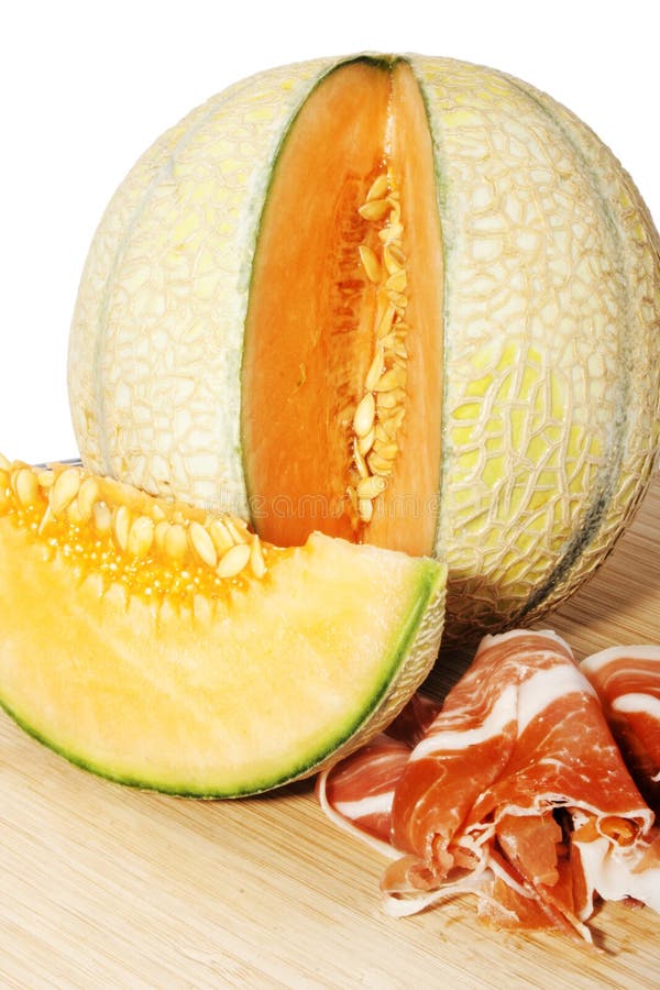Melon with ham stock image. Image of board, melon, slice - 19851631