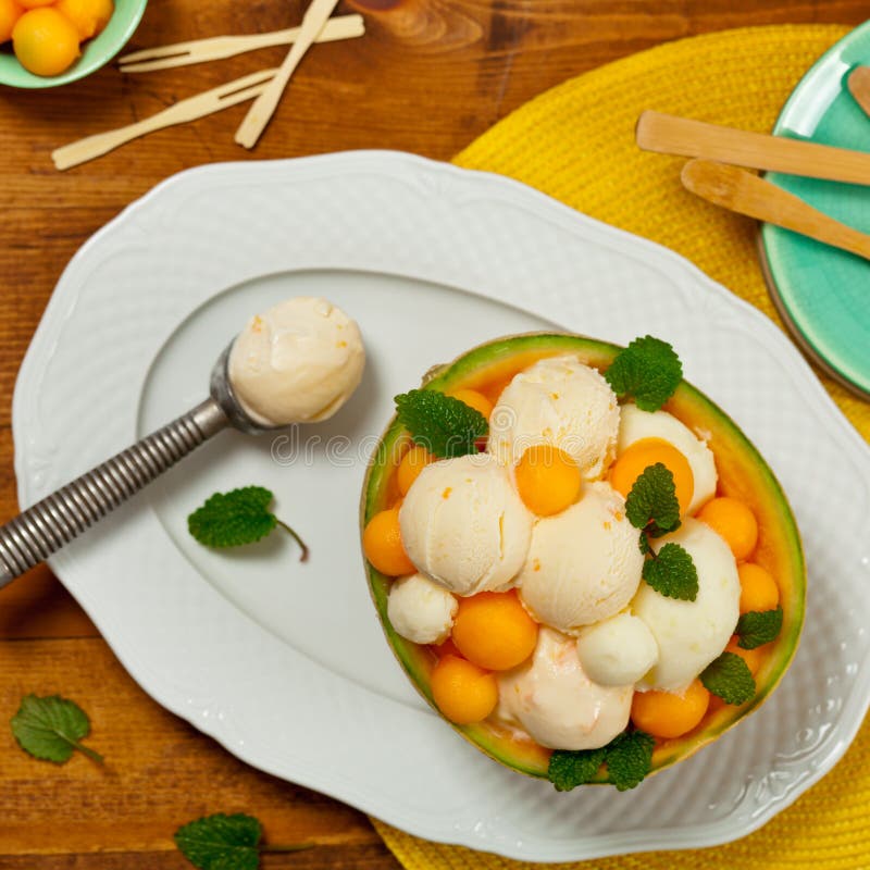 Melon Ice Cream stock photo. Image of cream, green, diet - 69524410