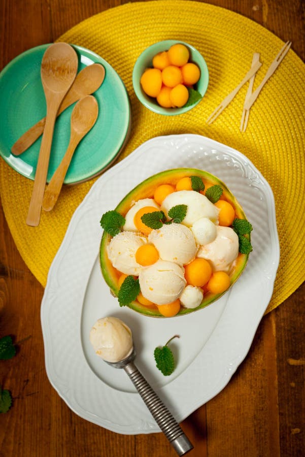 Melon Ice Cream stock photo. Image of honey, exotic, ready - 69524588