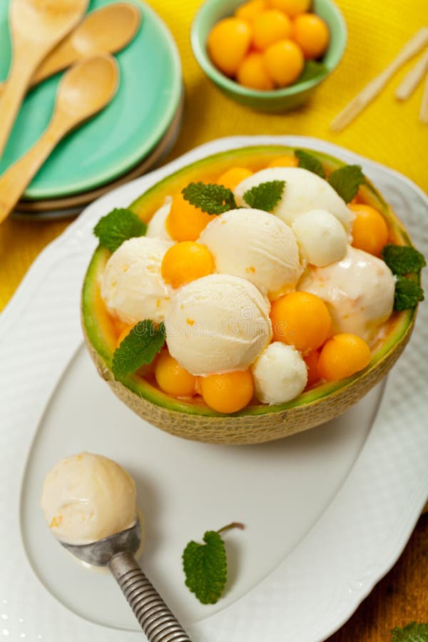 Melon Ice Cream stock photo. Image of food, frozen, creamy - 70028534
