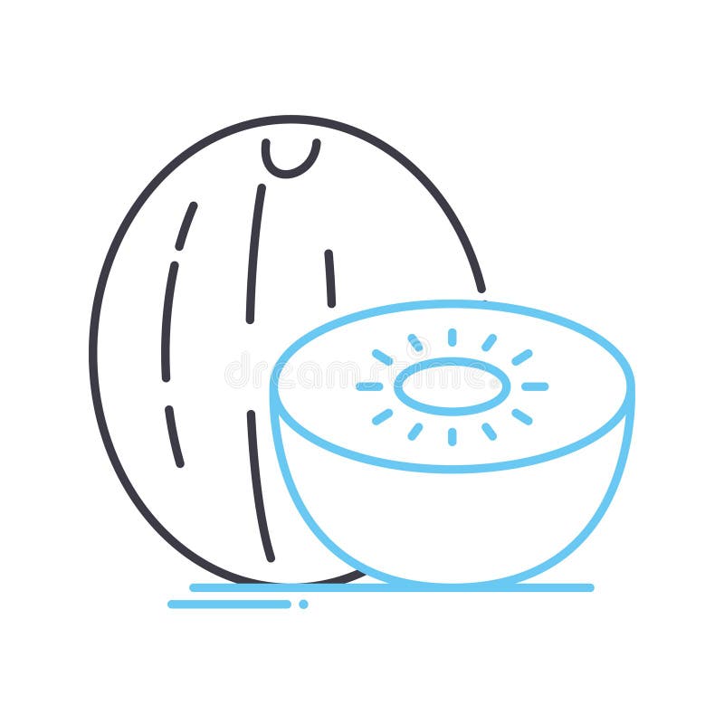Melon Line Icon, Outline Symbol, Vector Illustration, Concept Sign ...