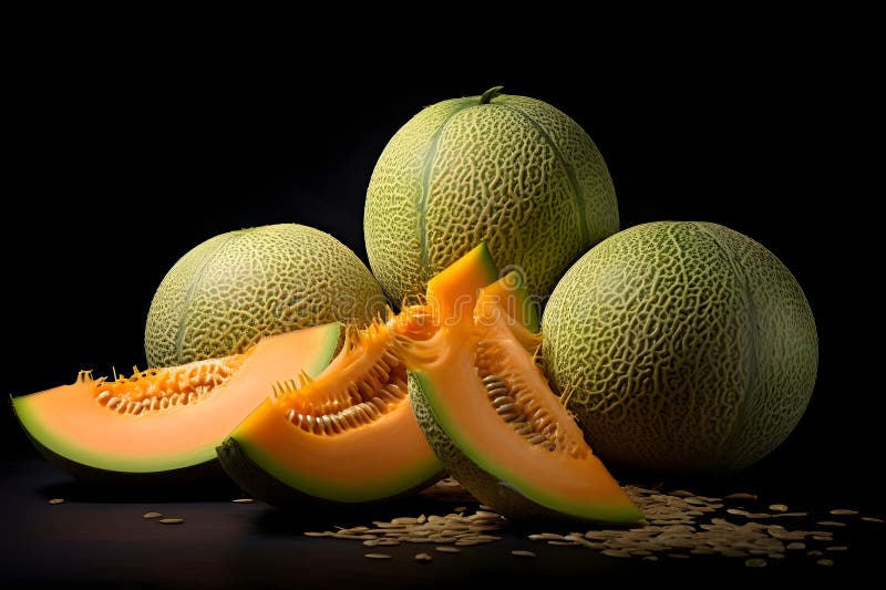 Melon and Melons. Generative AI Stock Illustration - Illustration of ...