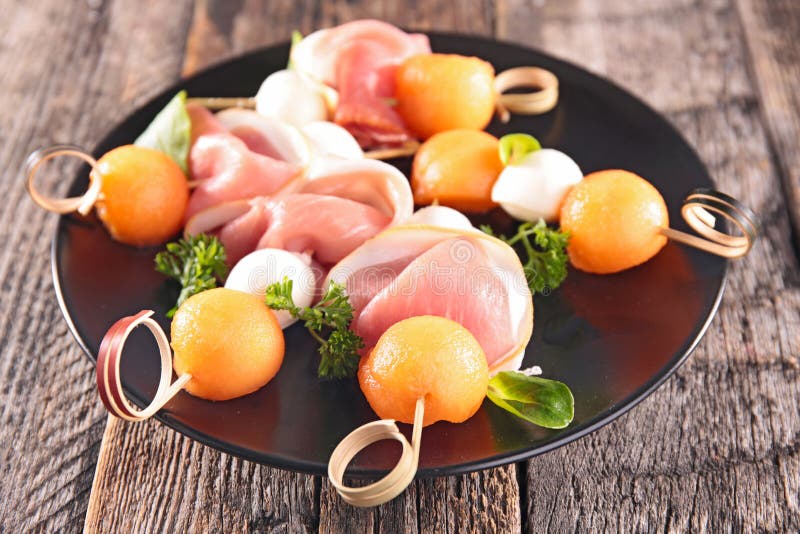 Melon and mozzarella stock image. Image of appetizer - 53469827