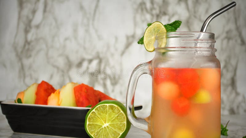Melon Party Punch Drink stock image. Image of lemon - 164775433