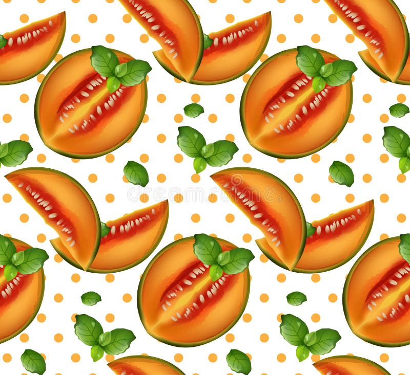 Melon Pattern Vector. Summer Fruits Retro Backgrounds Stock Vector ...