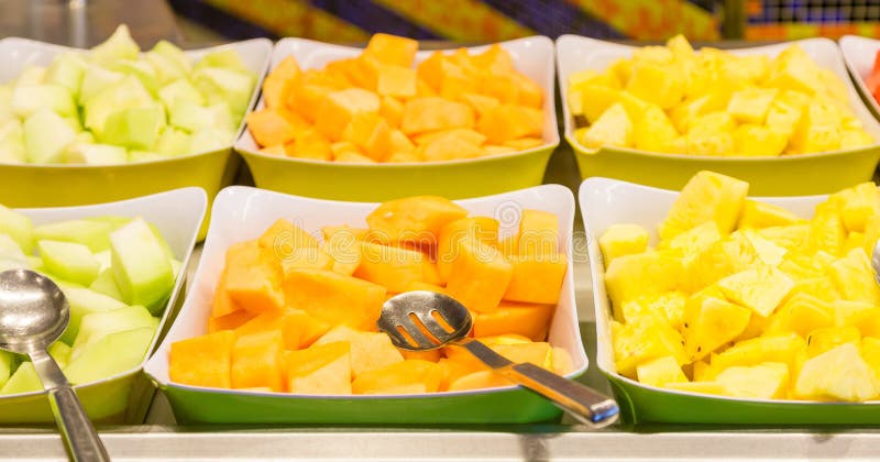 Melon and Pineapple on Buffet Stock Image - Image of lunch, sweet: 76555725