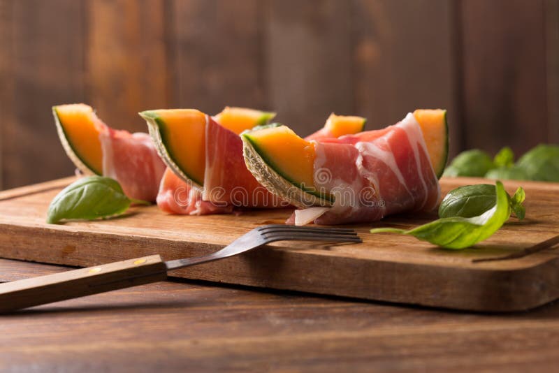Melon with ham stock image. Image of diet, cuisine, basi - 100566895
