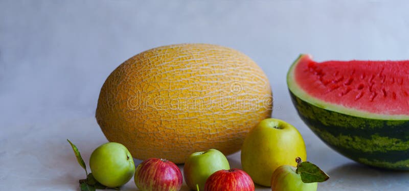 Melons, Watermelons and Fruits Stock Photo - Image of selection ...