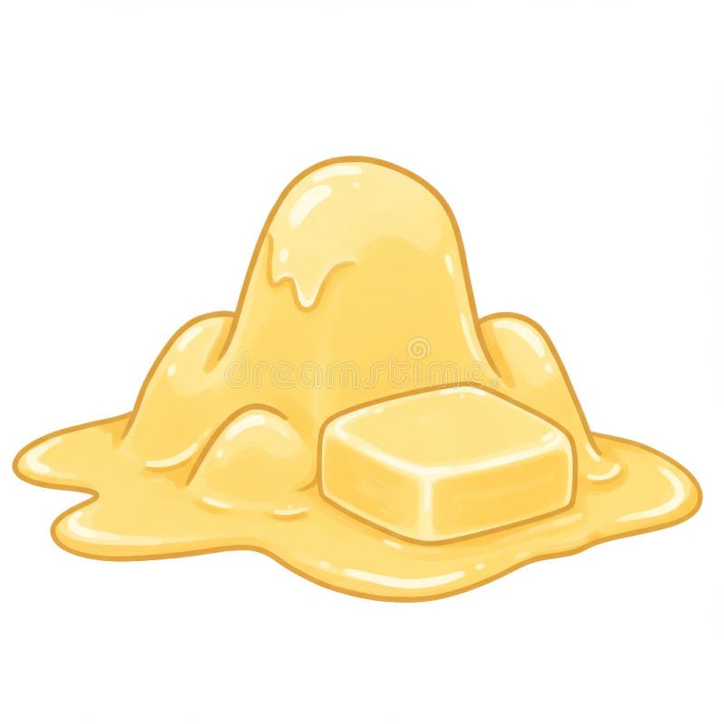 Melted Butter and Butter Cube Illustration Stock Image - Image of ...