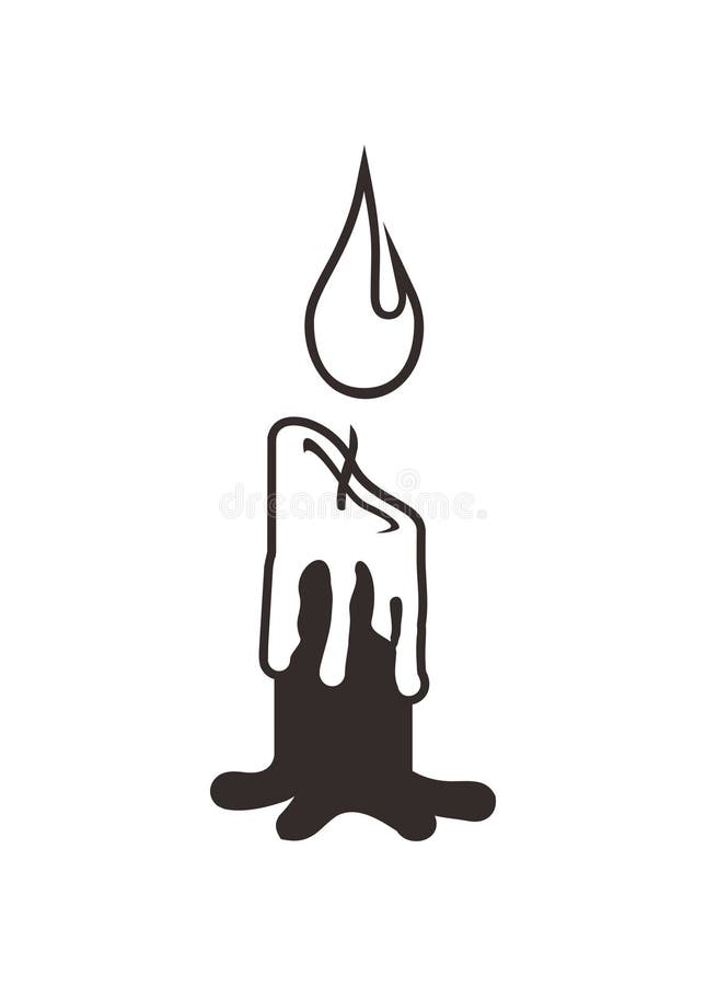 Melted Candle. Simple Illustration in Black and White. Stock Vector ...
