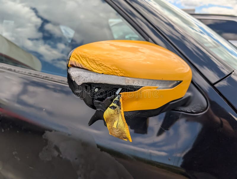 Melted Car Side Mirror after Fire: Close-up of Fire Damage Stock Photo ...