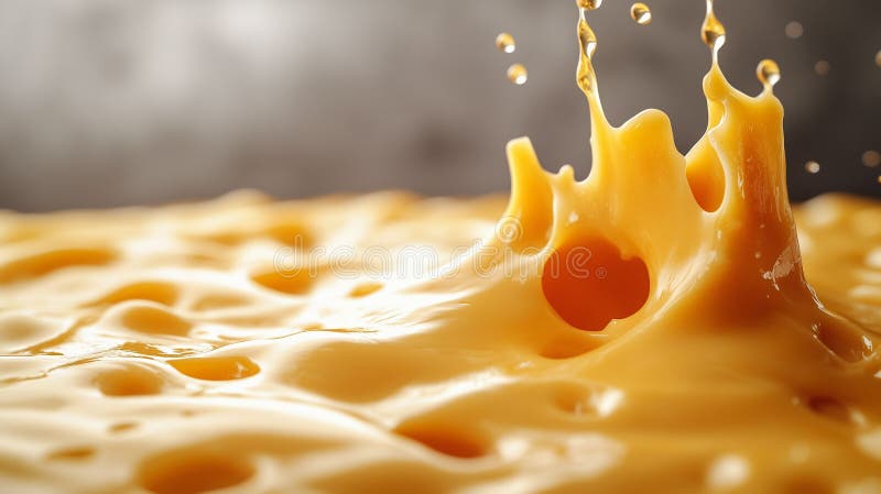 Melted Cheddar Cheese Creates a Dynamic Splash and Spreads Across a ...