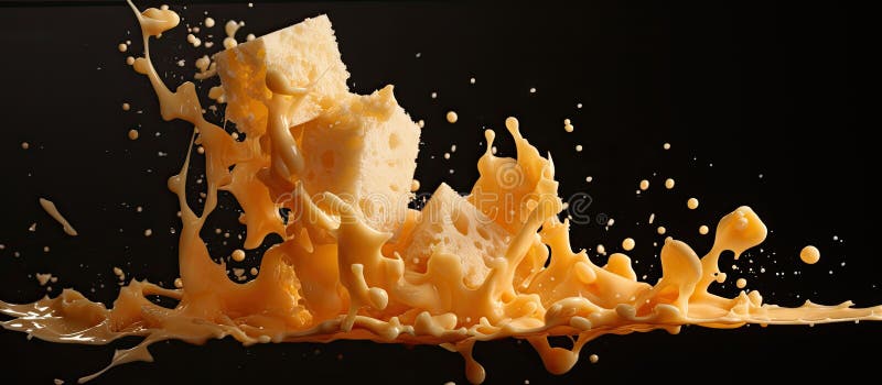 Melted Cheese Being Poured on Black Surface Stock Photo - Image of food ...