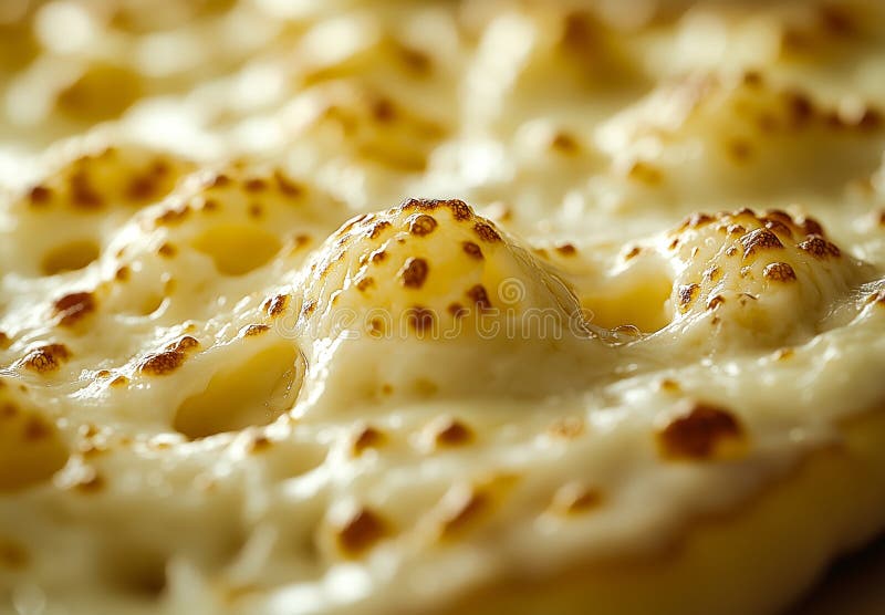 Melted Cheese Bubbles and Browns on the Surface of a Baked Flatbread ...