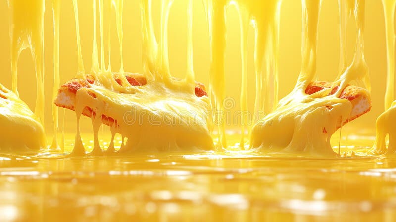 Melted Cheese Cascading Over Pizza Slices Stock Illustration ...