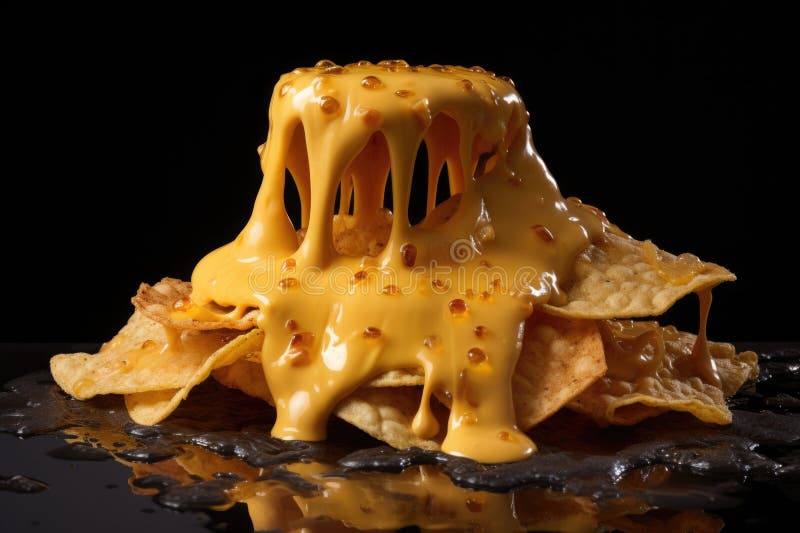 Melted Cheese Dripping from a Nacho Chip Stock Photo - Image of ...