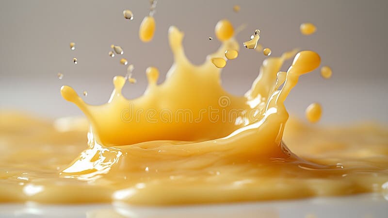Melted Cheese Drop Creates a Splashing Effect on a Flat Surface during ...