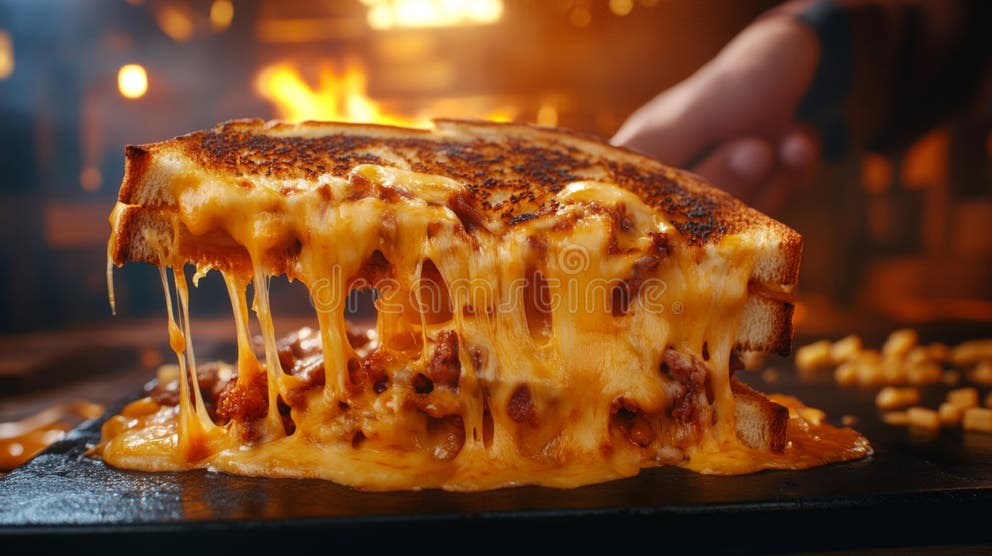 Melted Cheese Pull Grilled Cheese Sandwich Stock Illustration ...