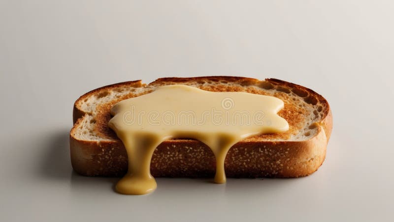 Melted Cheese on Toasted Bread Slice with Golden Crust. Stock Image ...