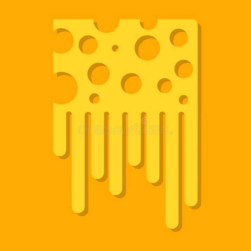 Melted Cheese on Yellow Background Flat Style Realistic Vector Stock ...