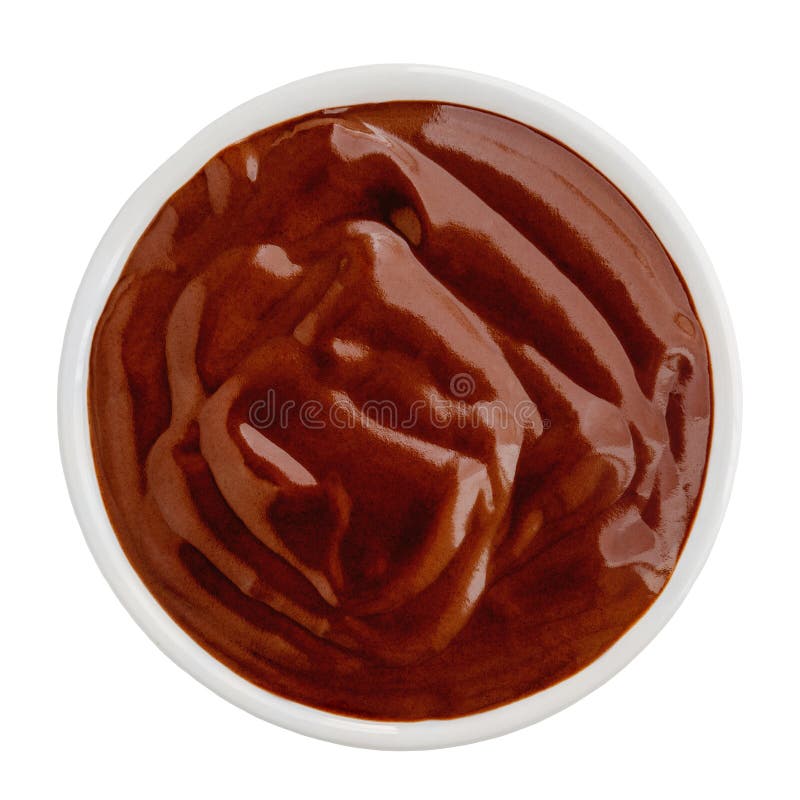 Melted Chocolate in Bowl Isolated on White. Flowing Chocolate Spread ...