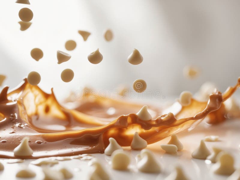 Melted Chocolate with Chocolate Chips Splash. Stock Image - Image of ...