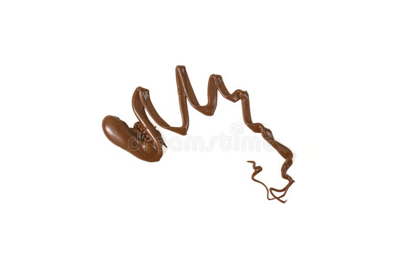 Melted Chocolate Cream Smudge and Dripping Trail, Isolated on White ...