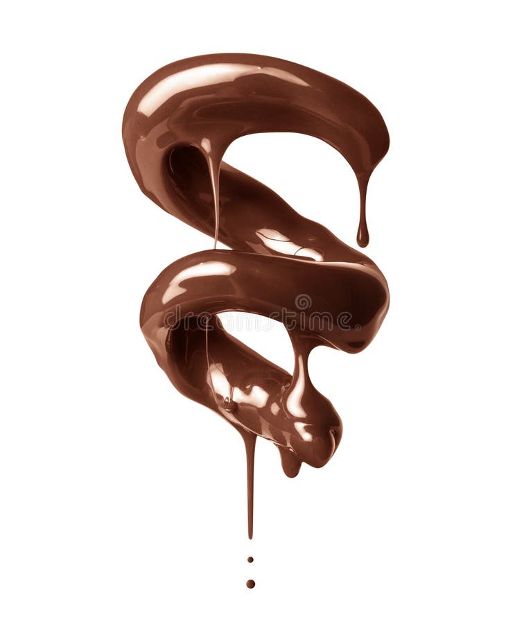 Melted Chocolate with Dripping Drops in a Swirling Shape Isolated on a ...