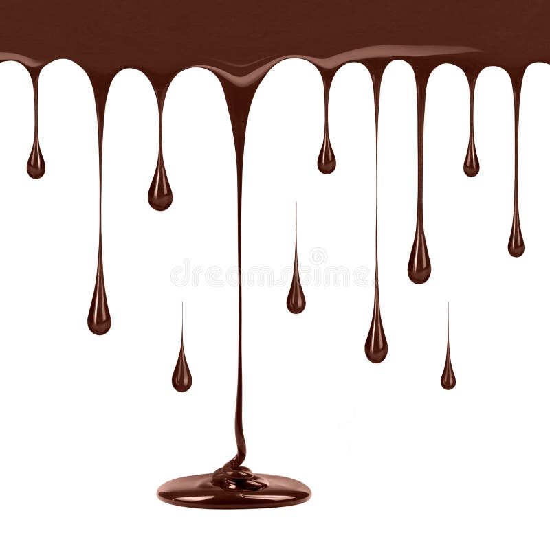 Melted Chocolate Drips Down on a White Background Stock Image - Image ...