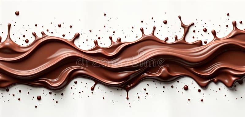 Melted Chocolate Flows in Wavy Patterns. Splashes, Drips Create ...