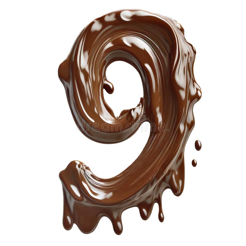 Melted Chocolate Number 8 Top View on White Background. Generative AI ...