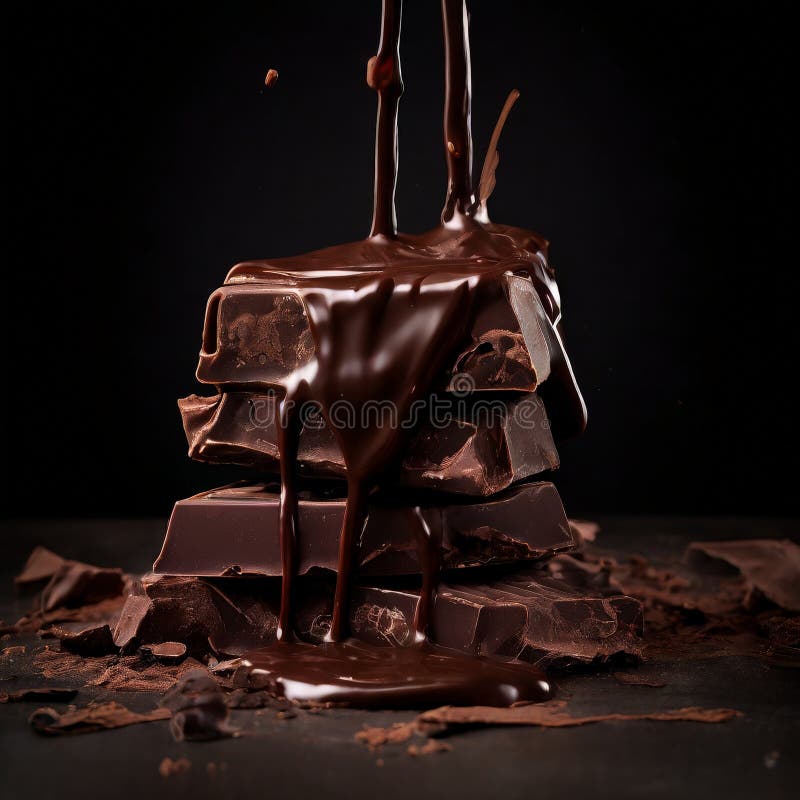 Melted Chocolate Pouring Over Stacked Chocolate Bars Stock Image ...