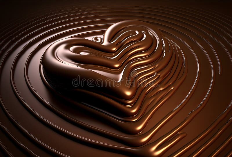 Melted Chocolate in a Romantic Heart Shape. Generative Ai Stock ...