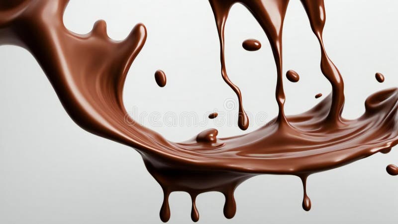 Melted Chocolate Splash with Droplets, Close Up Stock Illustration ...