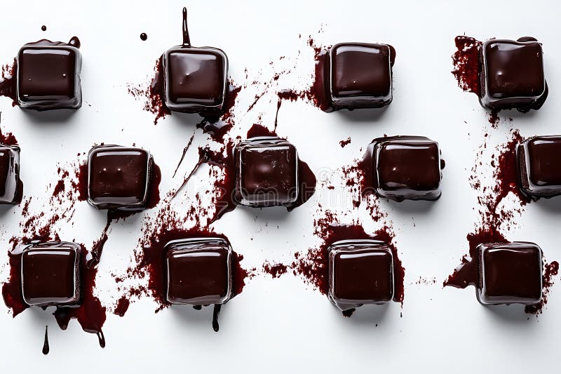 Melted Chocolate Squares on White Background Stock Illustration ...