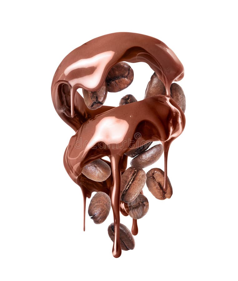 Melted Chocolate in a Swirling Shape with Coffee Beans Stock ...