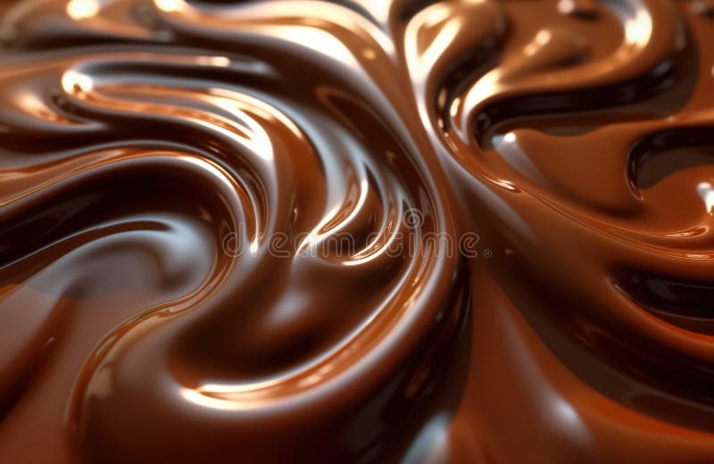 Melted Chocolate Swirls Create Rich Texture Pattern. Smooth Liquid ...