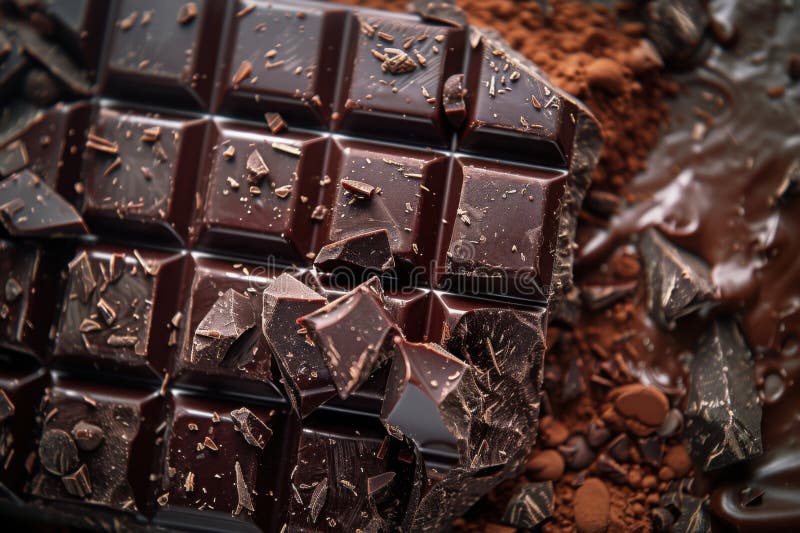 Melted Chocolate Texture with Chocolate Pieces. Background Stock ...